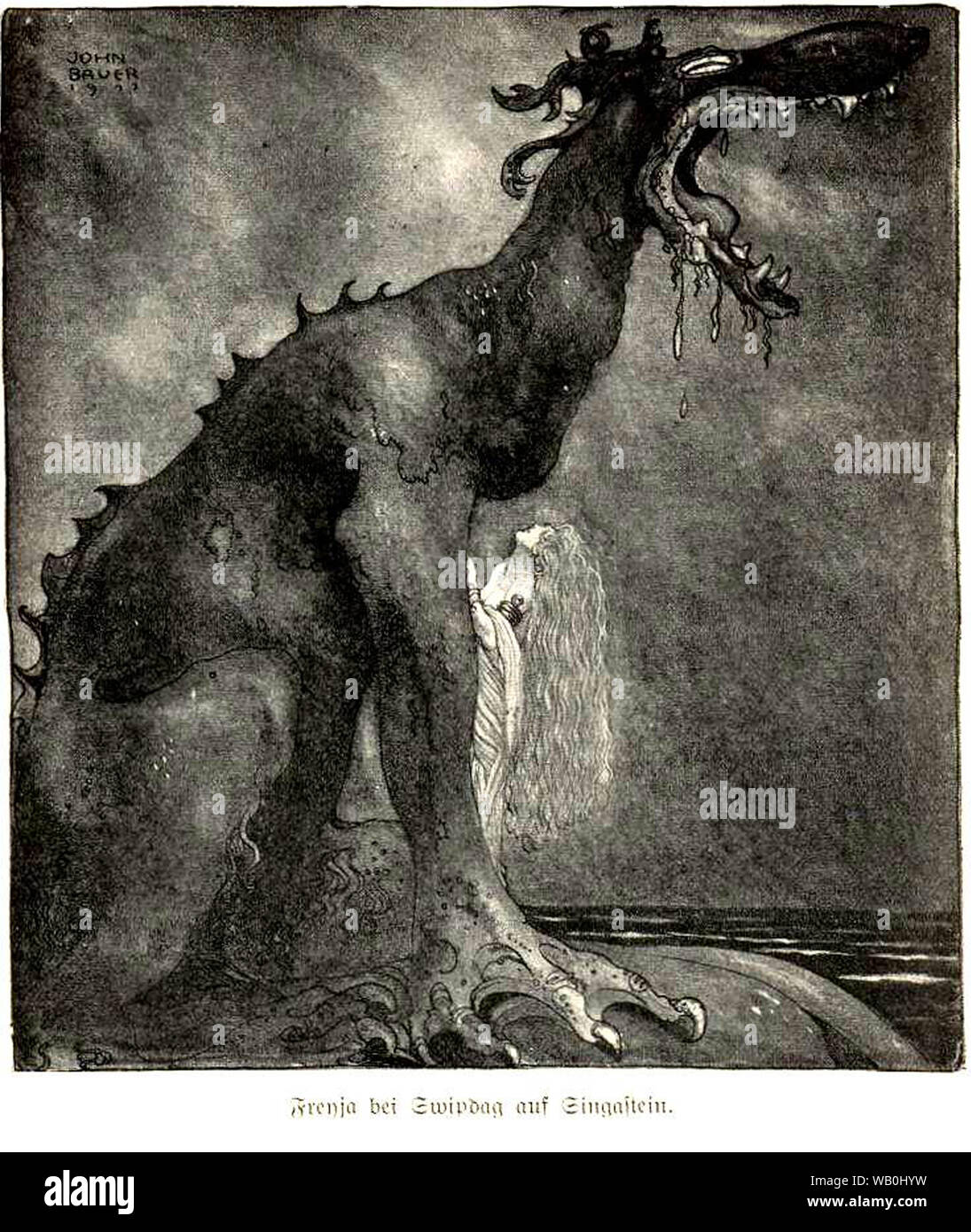 mythological serpent beast illustration art Stock Photo - Alamy