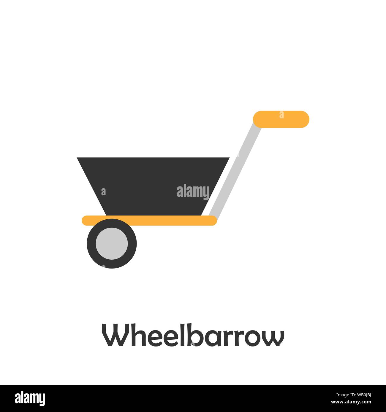 Wheelbarrow in cartoon style, construction card for kid, preschool ...