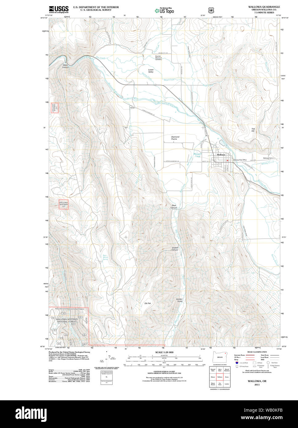 Map of wallowa Cut Out Stock Images & Pictures - Alamy