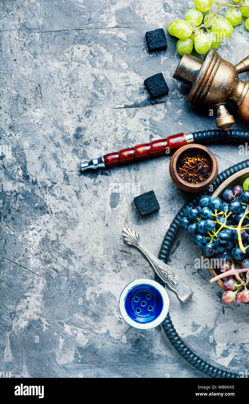 Tobacco shisha with grapes flavor.Nargile with grapes.Turkish fruit ...