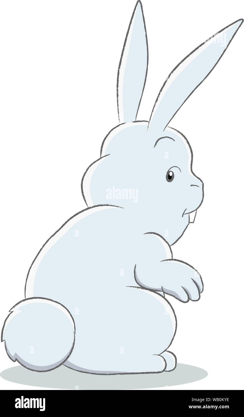 Vector Illustration of Grey Easter Bunny Standing and Looking Back Over ...