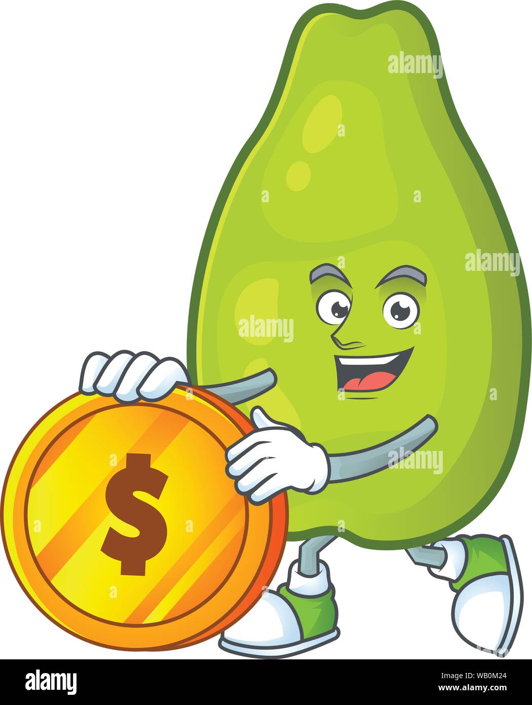 Bring coin fresh and ripe papaya isolated on white background Stock ...