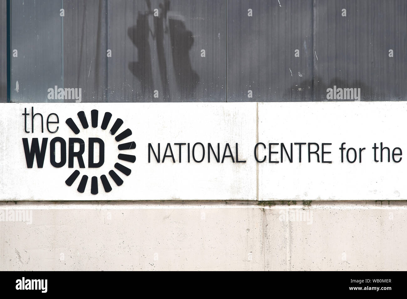 Sign outside the National Centre for the Written Word library named The ...