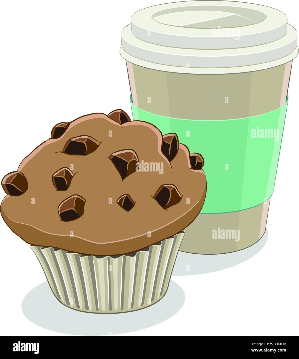 Vector Illustration of Muffin and Paper Coffee Cup Breakfast isolated ...