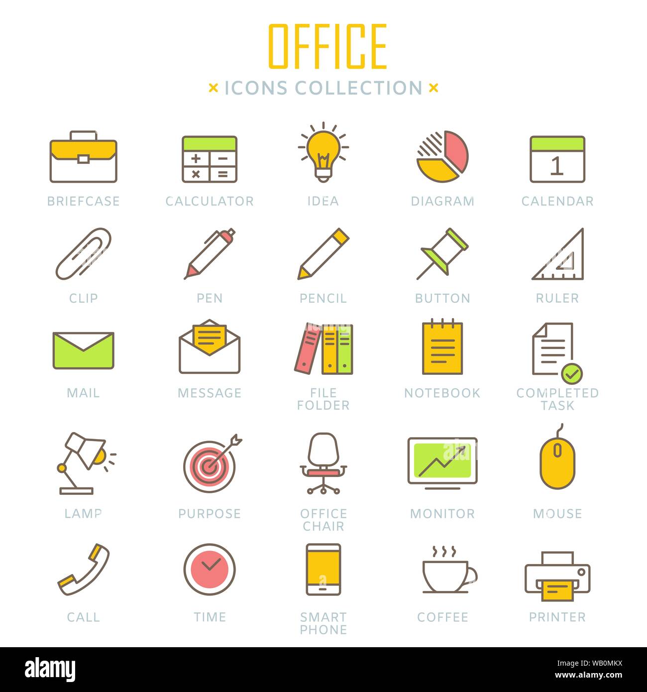 Collection of office icons Stock Vector Image & Art - Alamy