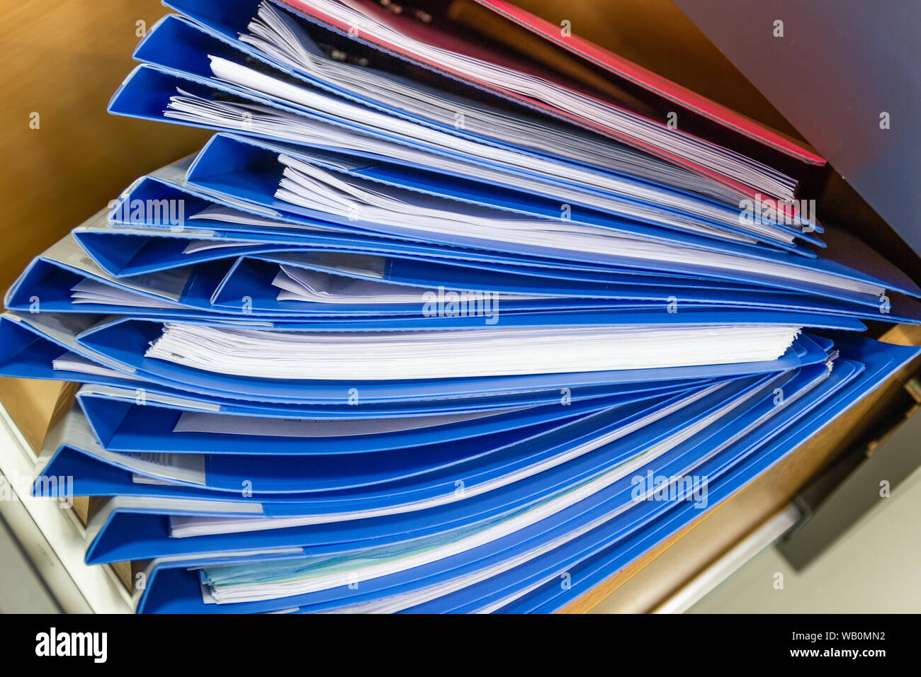 blue file folder documents In a file cabinet retention of contracts ...
