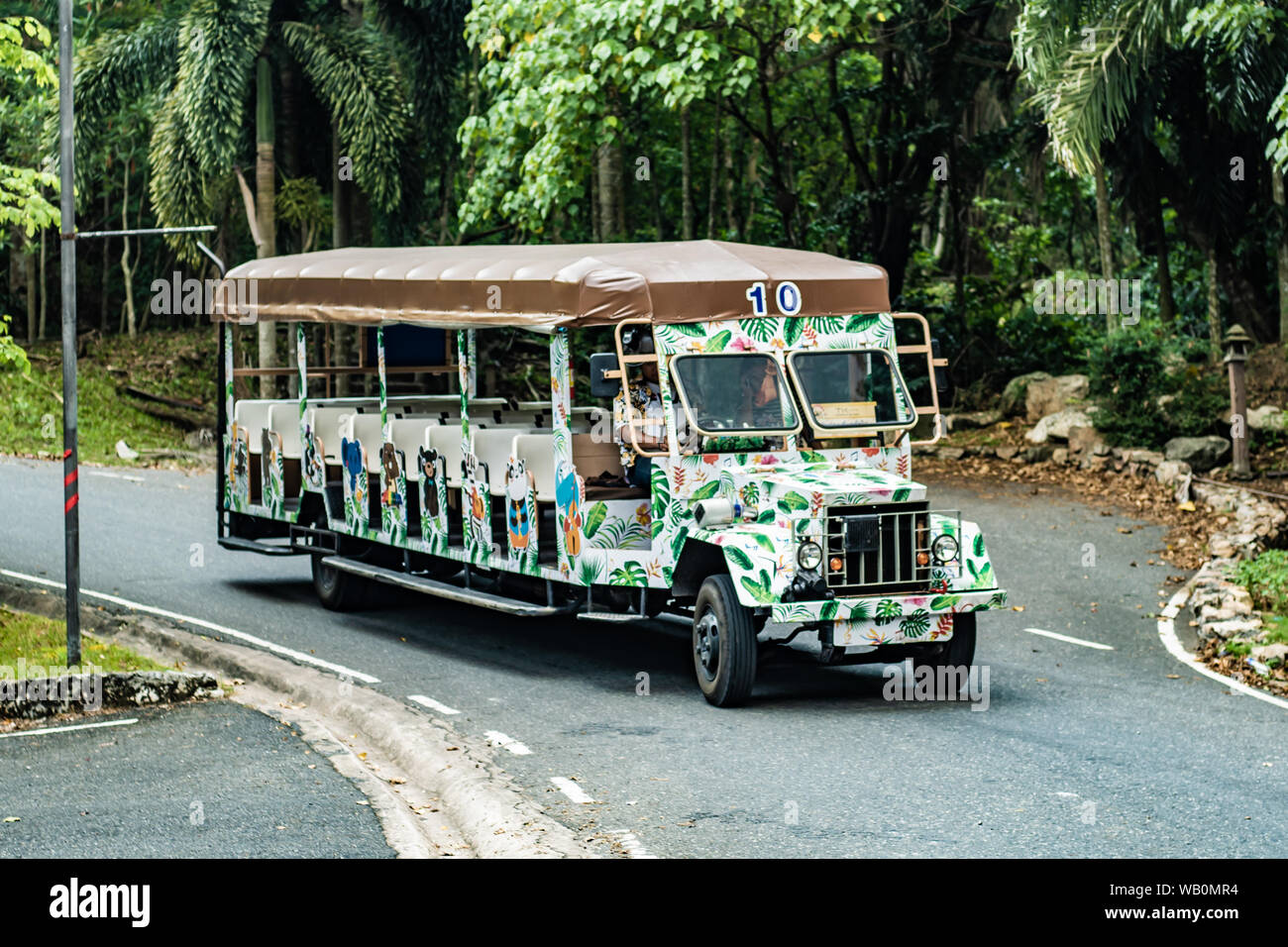 Pattaya, Thailand - May 28, 2019: Jungle safari at a zoo. Safari car in ...