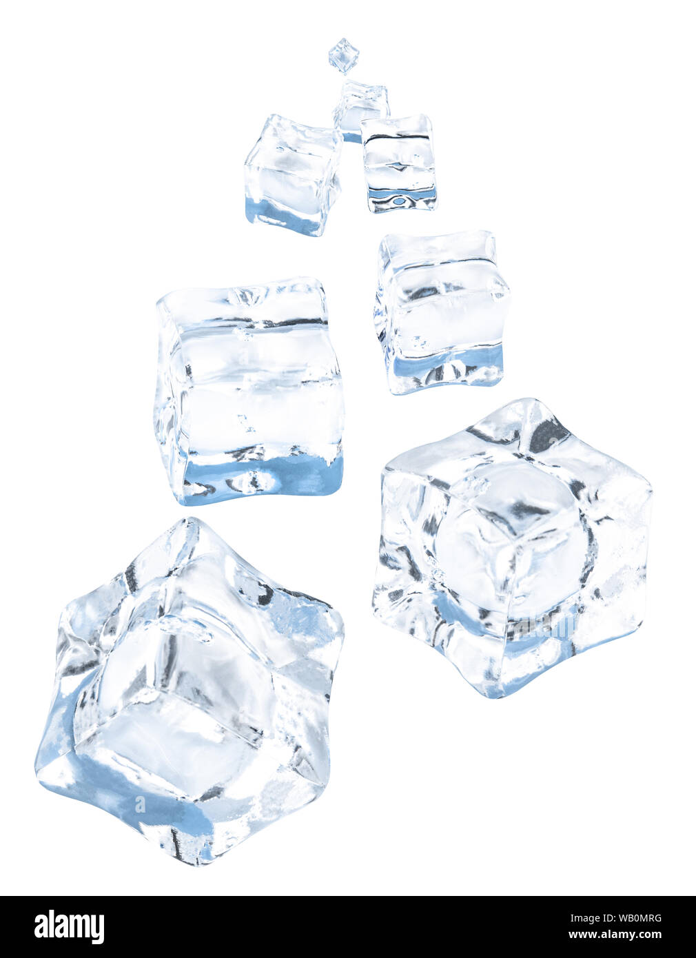 Falling ice cubes, isolated on white background Stock Photo - Alamy