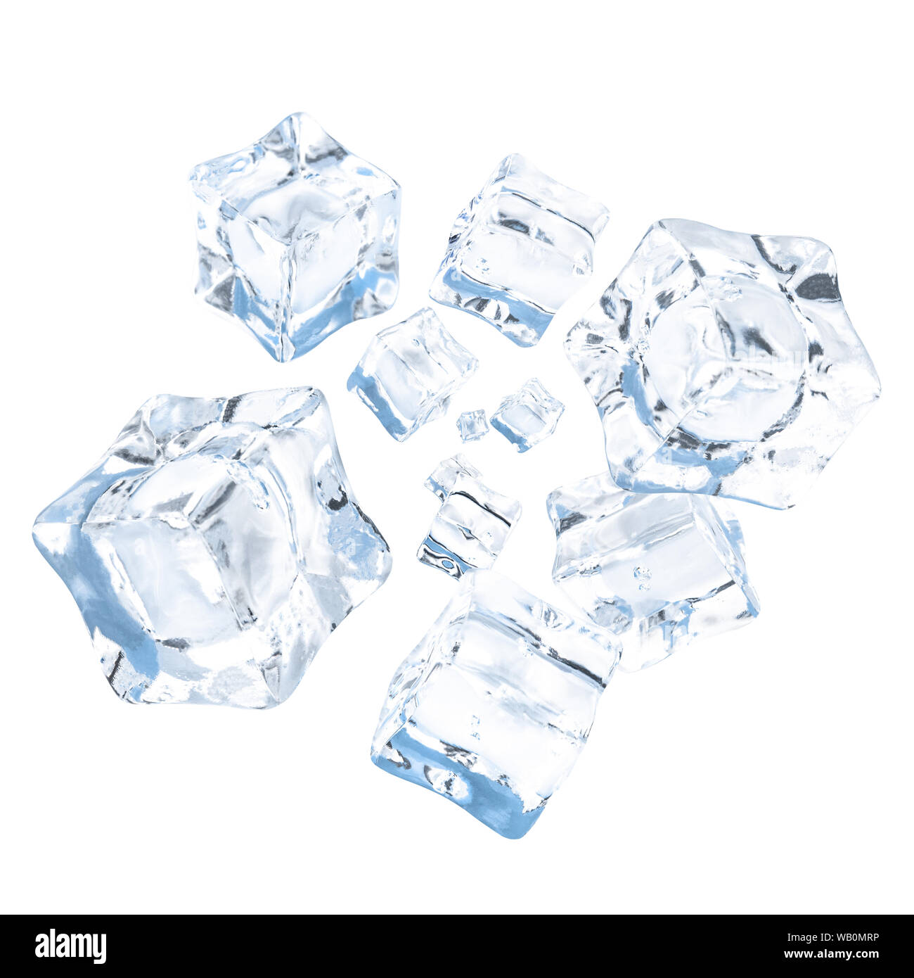 Falling ice cubes, isolated on white background Stock Photo - Alamy