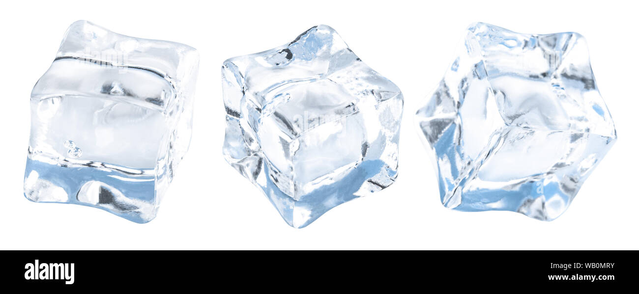 Three ice cubes, isolated on white background Stock Photo - Alamy