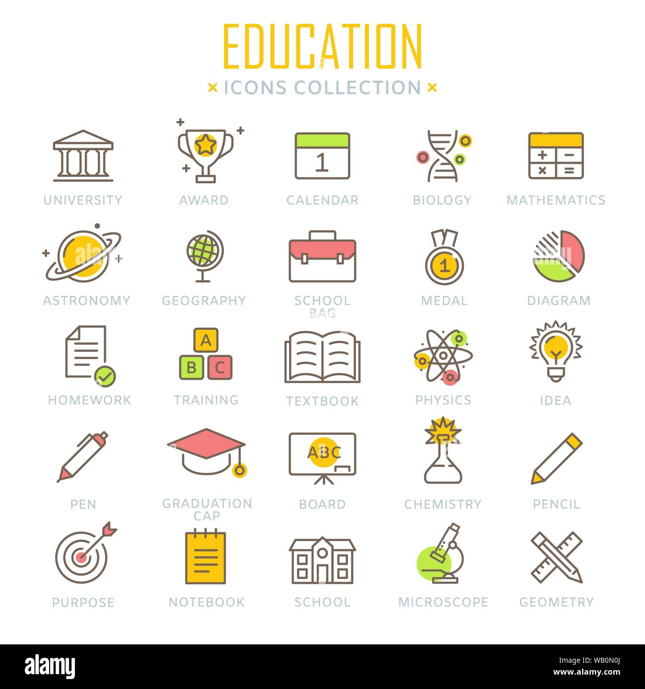 Collection of education thin line icons Stock Vector Image & Art - Alamy
