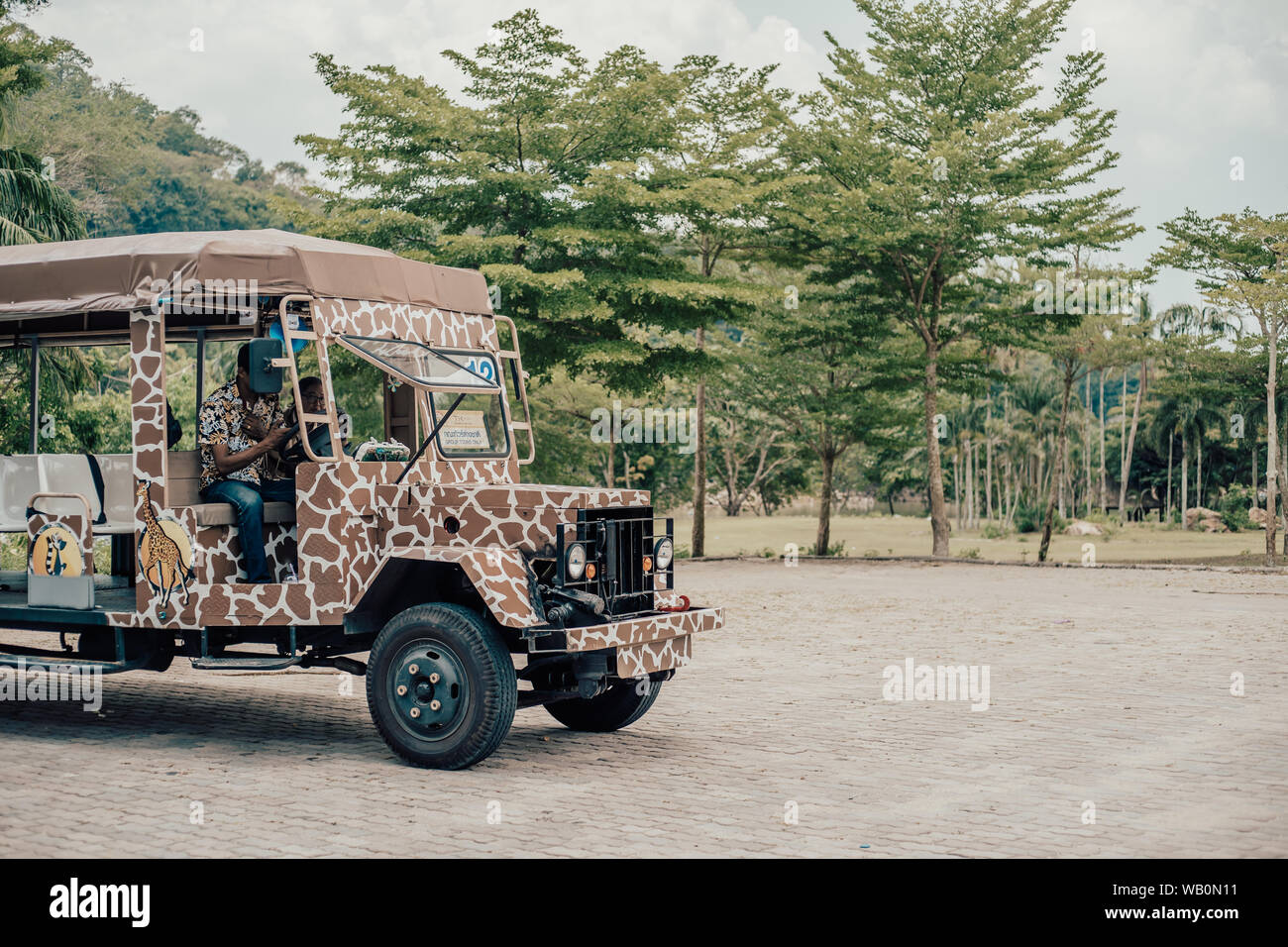 Pattaya, Thailand - May 28, 2019: Jungle safari at a zoo. Safari car in ...