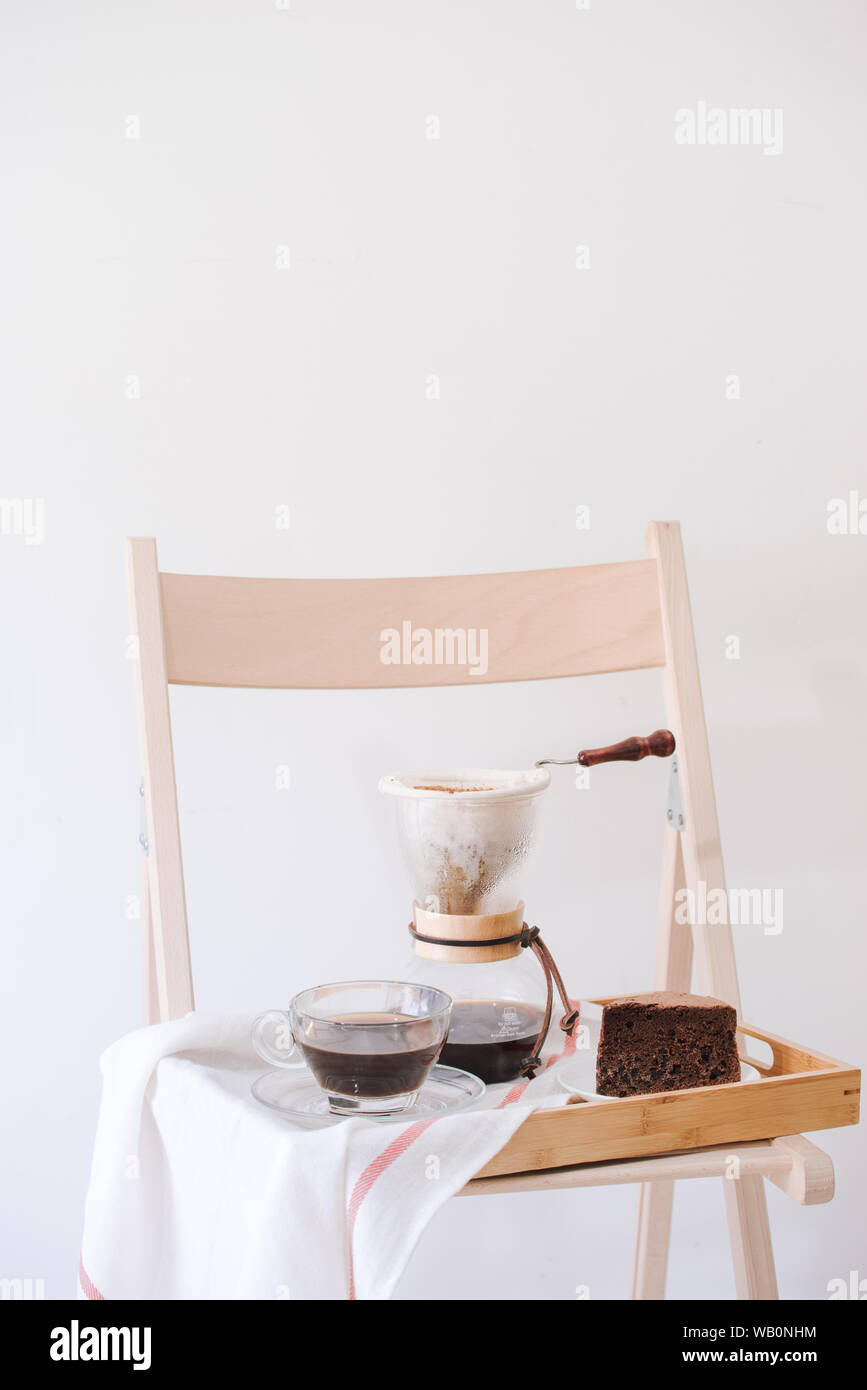 Serving hot coffee in the living room of his home in the morning Stock ...