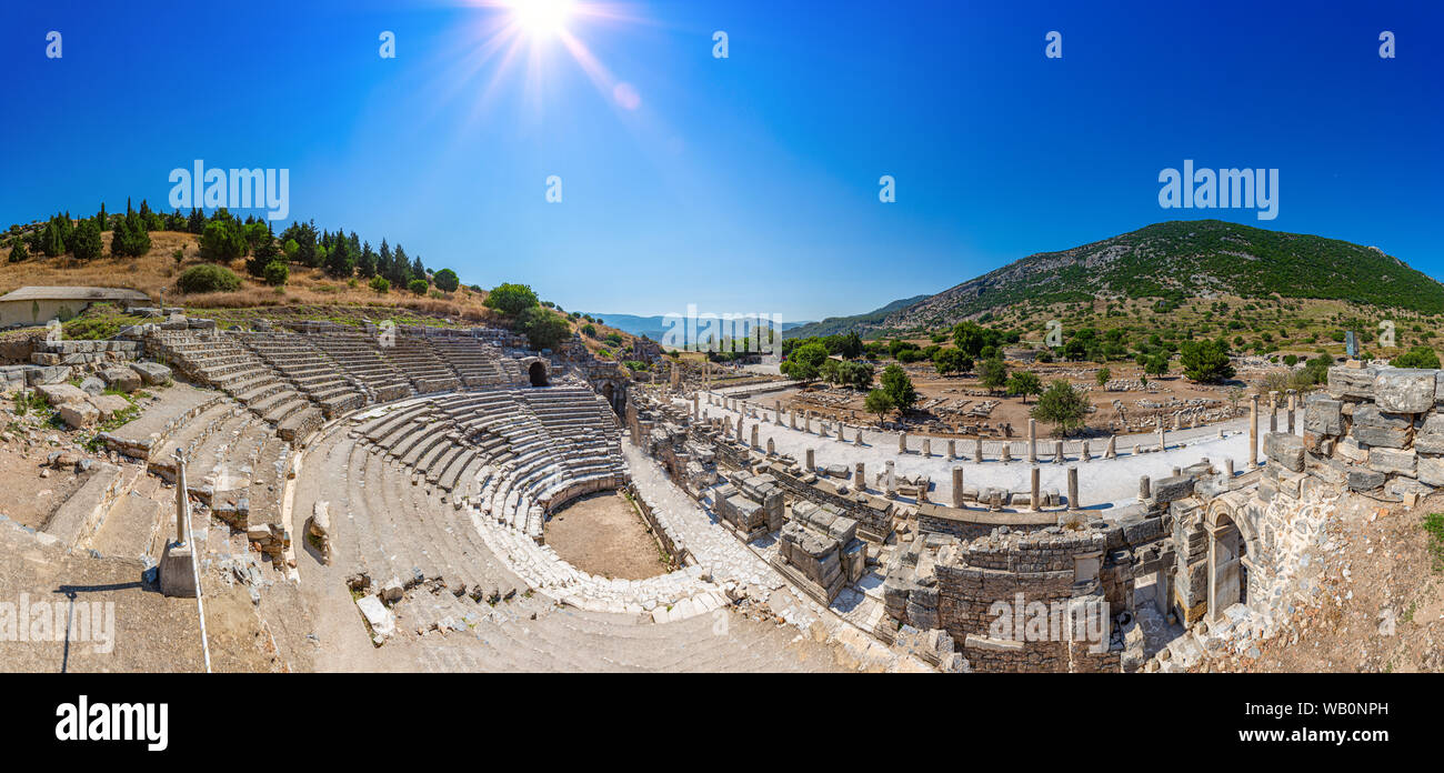 Odeon Theater in ancient city Ephesus, Turkey in a beautiful summer day ...