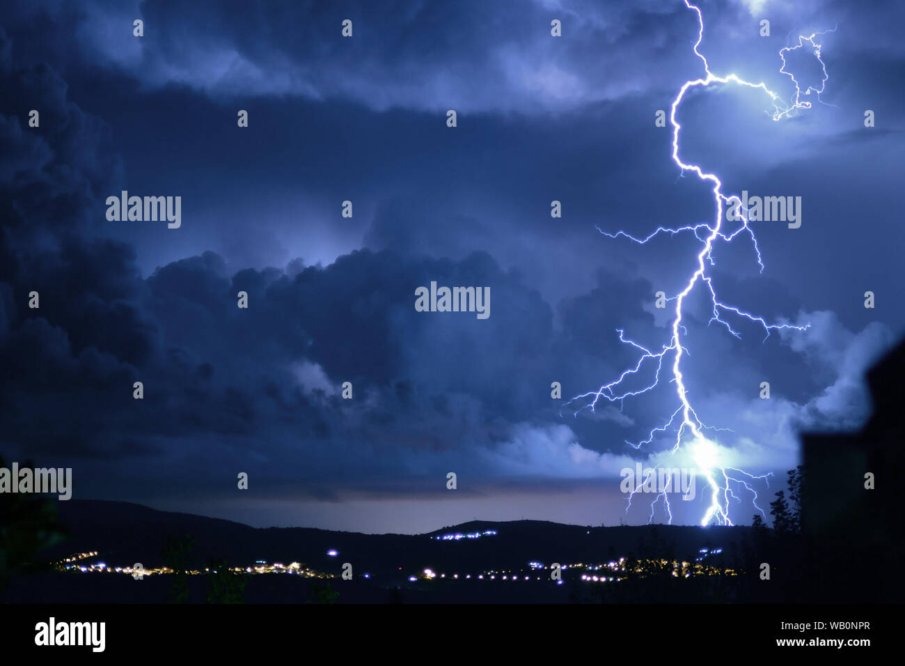 Dangerous storm with lightning and lightning Stock Photo - Alamy