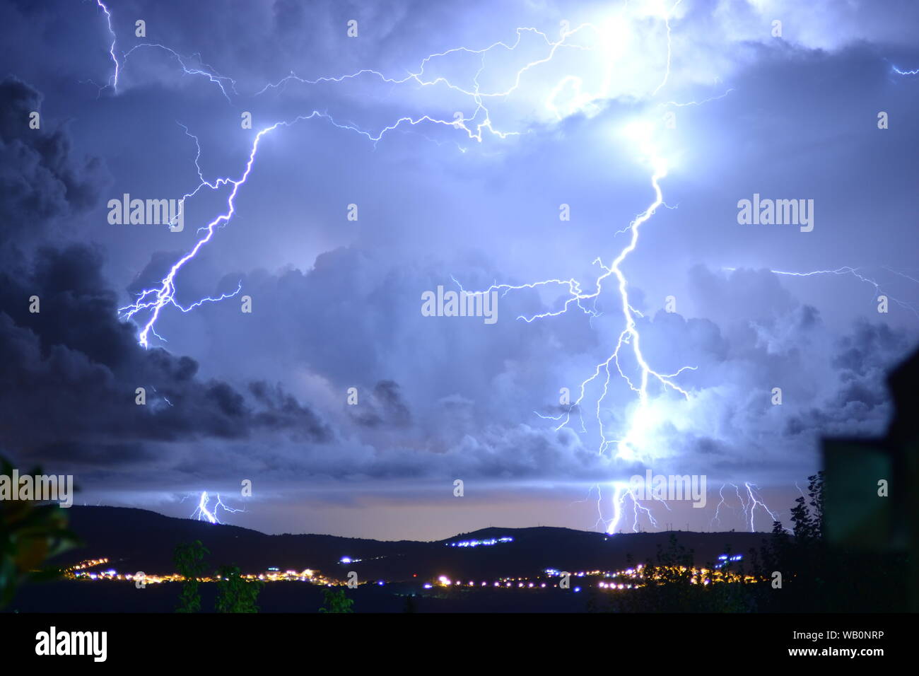 Dangerous storm with lightning and lightning Stock Photo - Alamy