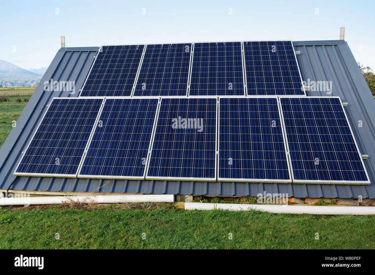 Solar panels provide all the electricity for an off grid system Stock ...