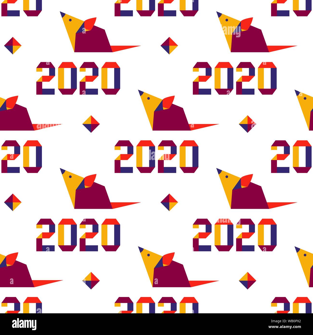 Happy new year. Vector seamless pattern with origami 2020 year numbers ...