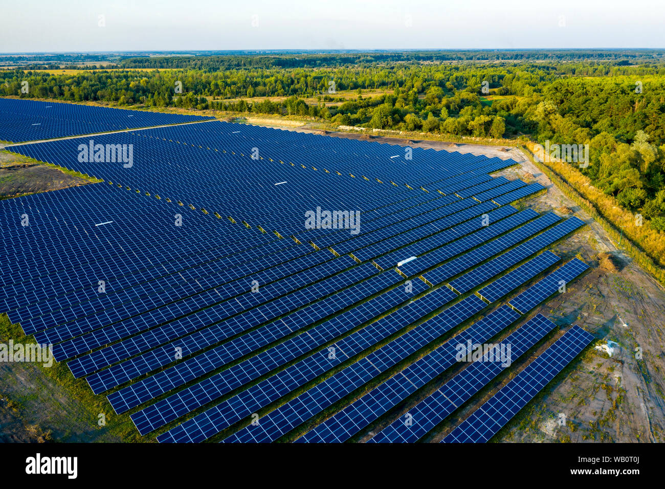 Beautiful Aerial View of Solar Panels Field Stock Photo - Alamy