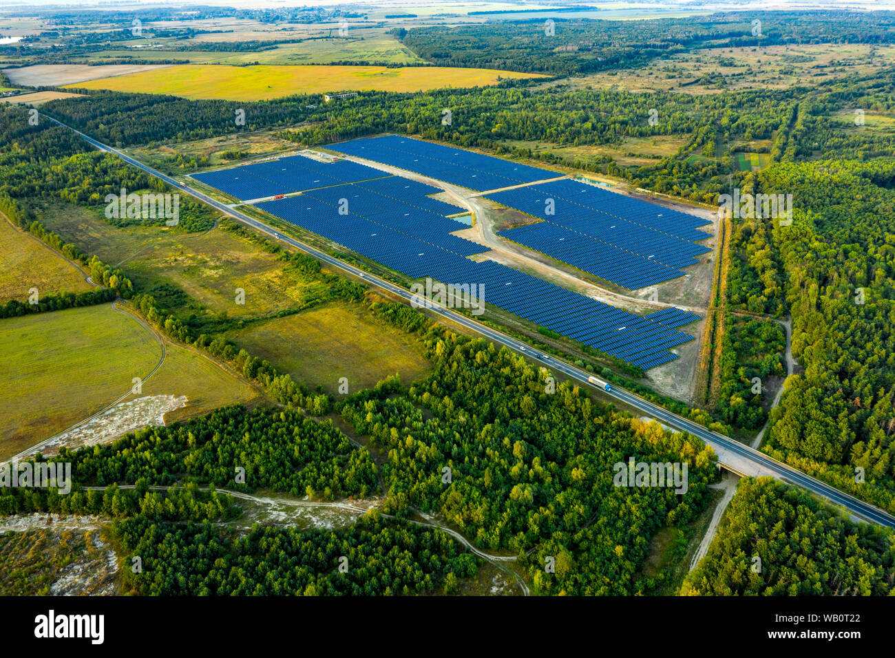 Beautiful Aerial View of Solar Panels Field Stock Photo - Alamy