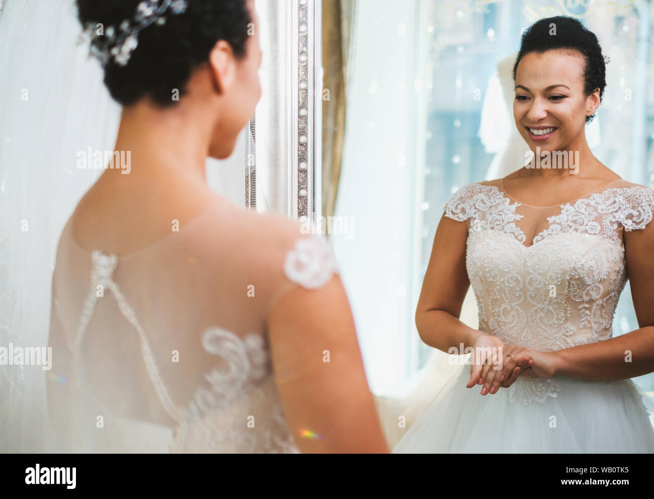 Bride salon wedding dress white girl woman hi-res stock photography and ...