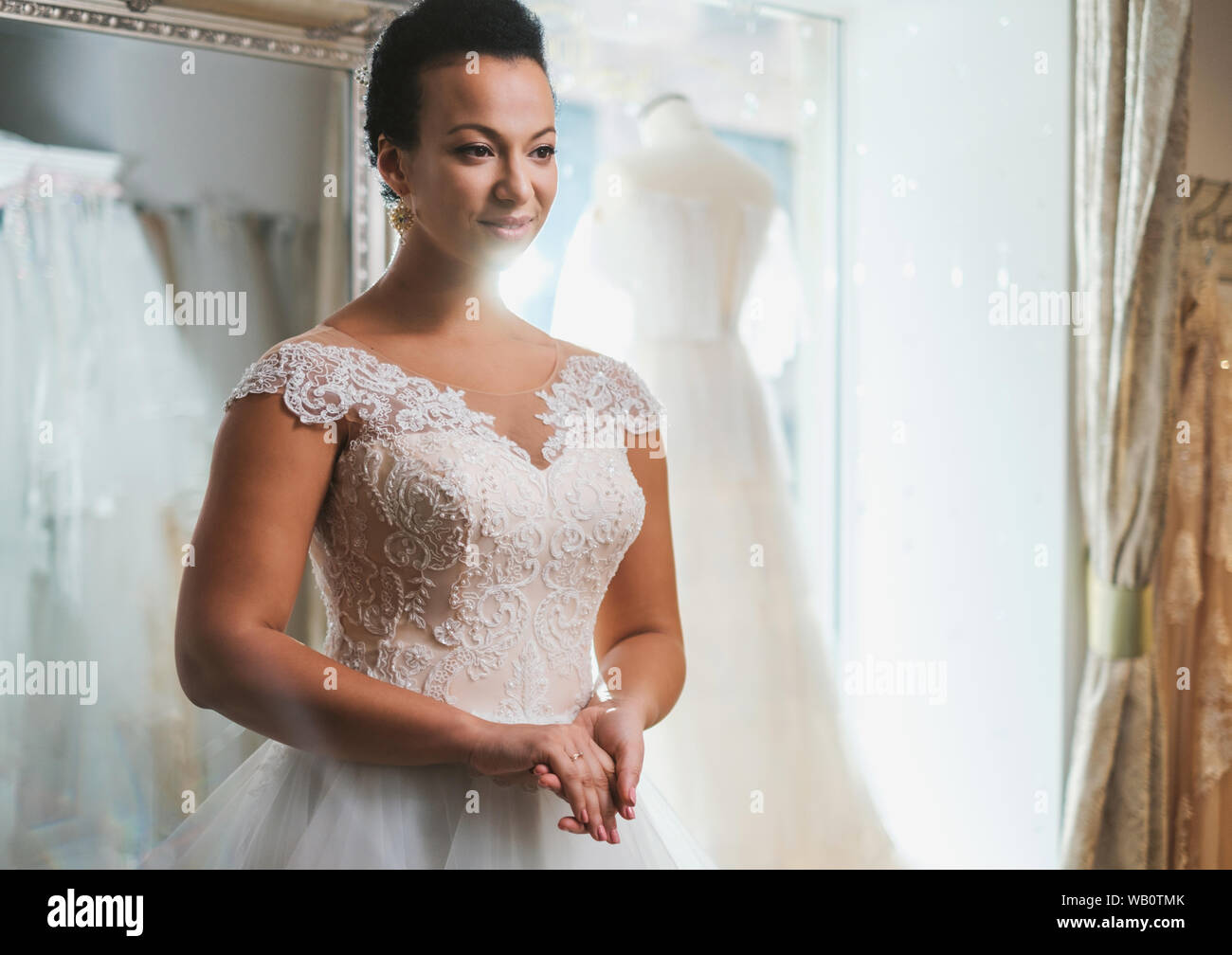 Bride salon wedding dress white girl woman hi-res stock photography and ...