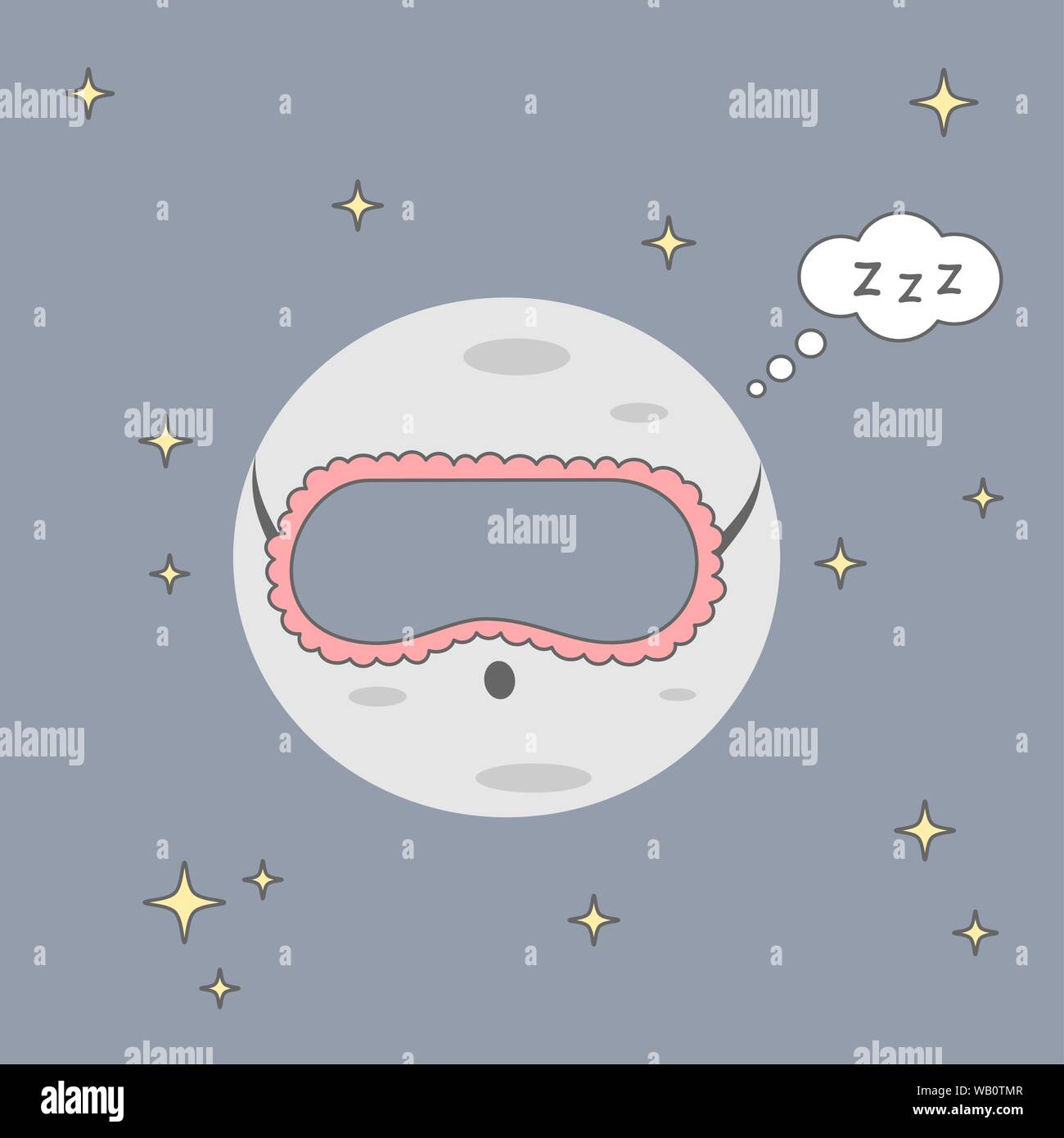 cute cartoon moon with sleeping mask vector illustration Stock Vector ...
