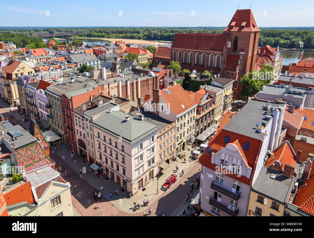 Aerial view of historical buildings of medieval town Torun, Poland ...