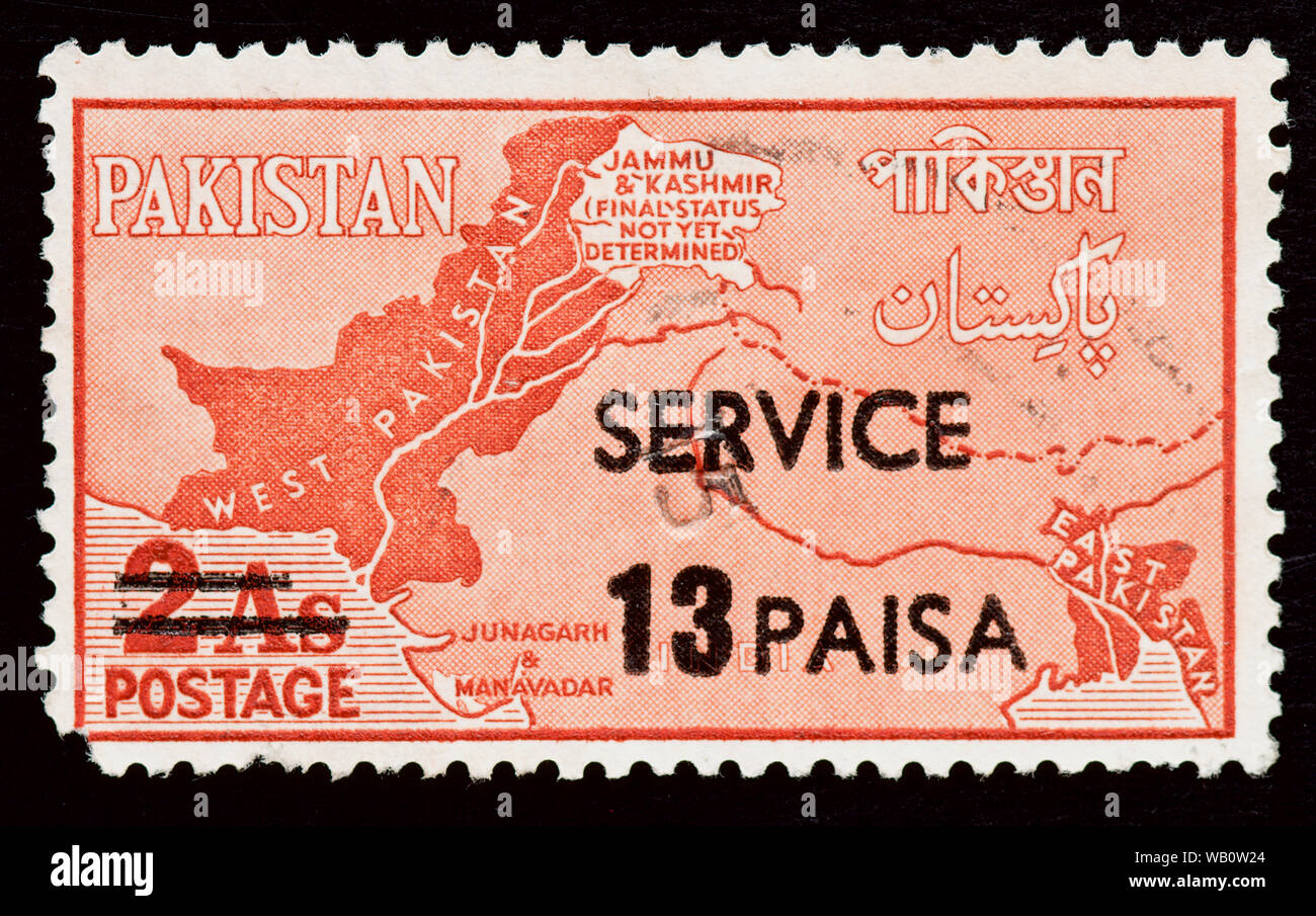Pakistan Postage Stamp - Map Showing Disputed Areas Stock Photo - Alamy