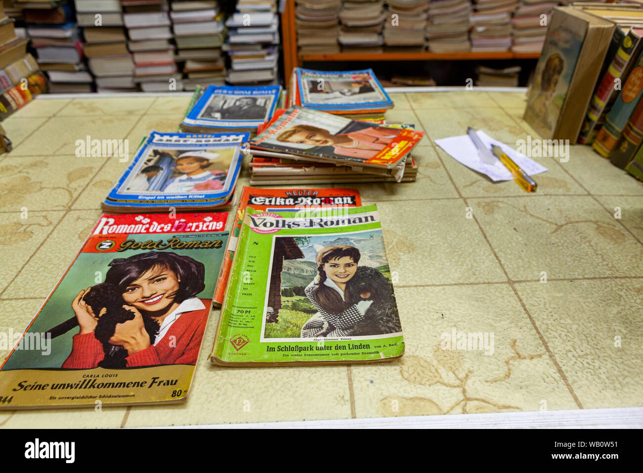 Vienna,Austria-November 01,2010: pile of vintage gossip magazine ...