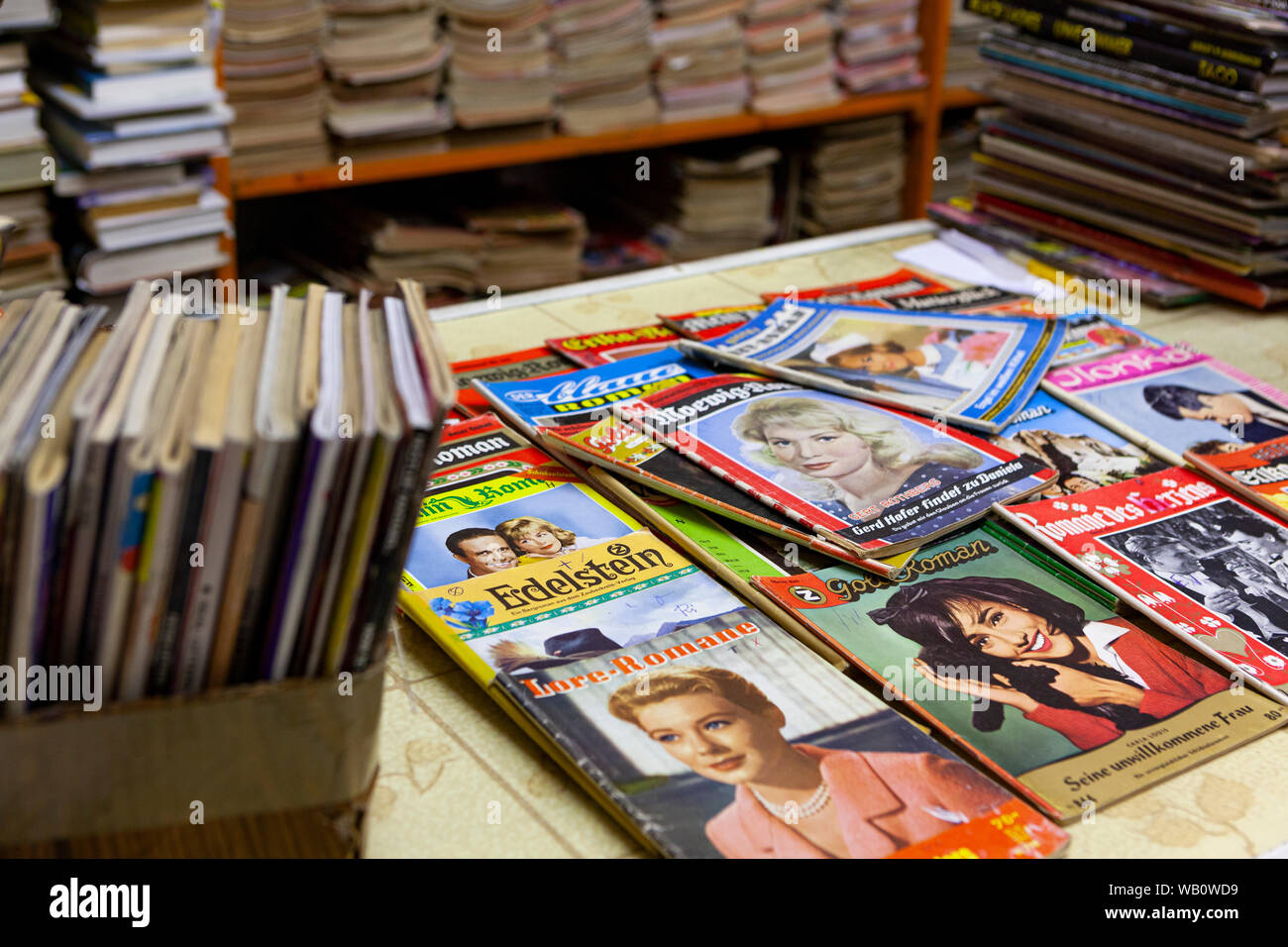 Vienna,Austria-November 01,2010: pile of vintage gossip magazine ...