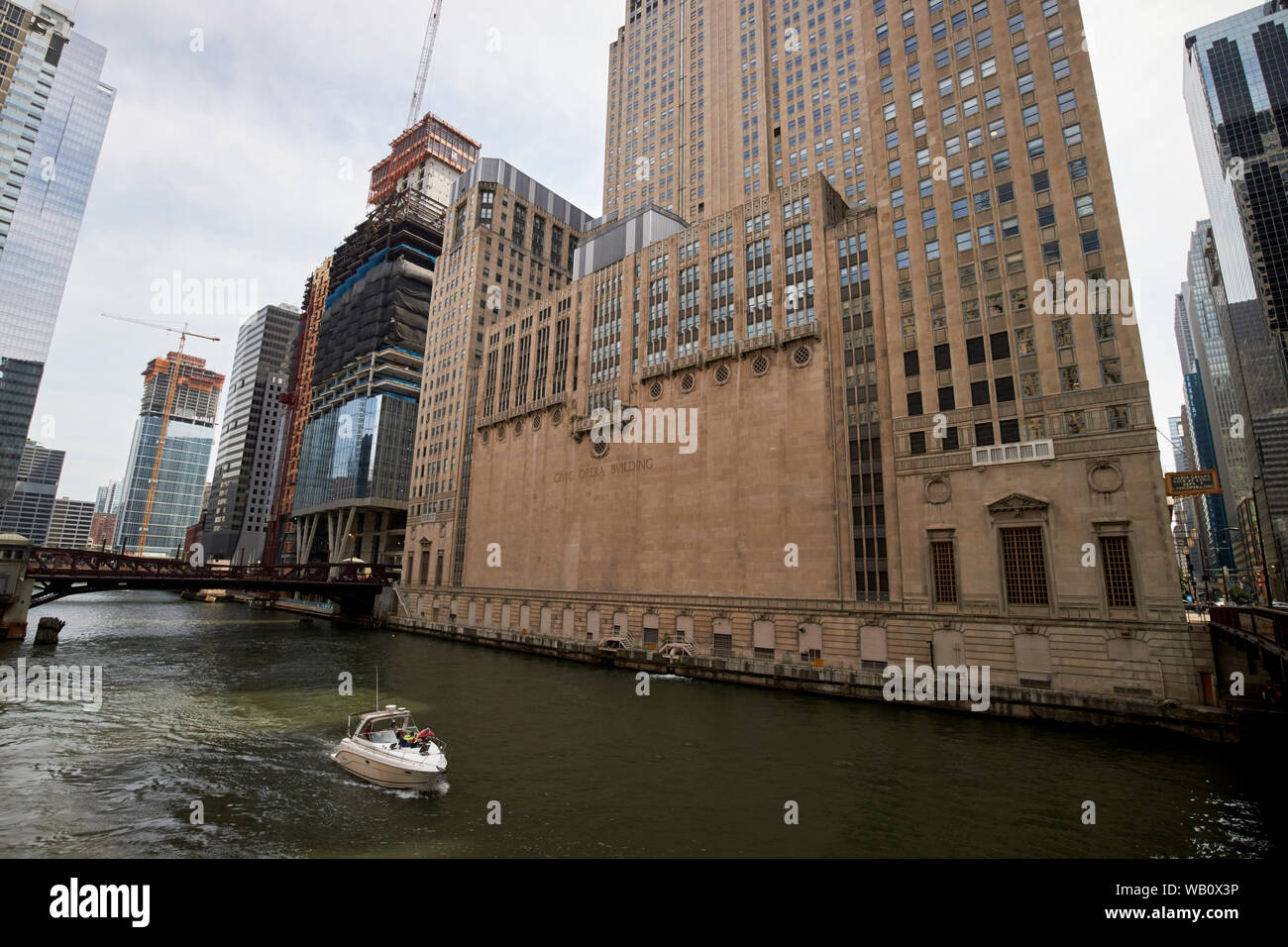 rear of the chicago civic opera building over the chicago river chicago ...