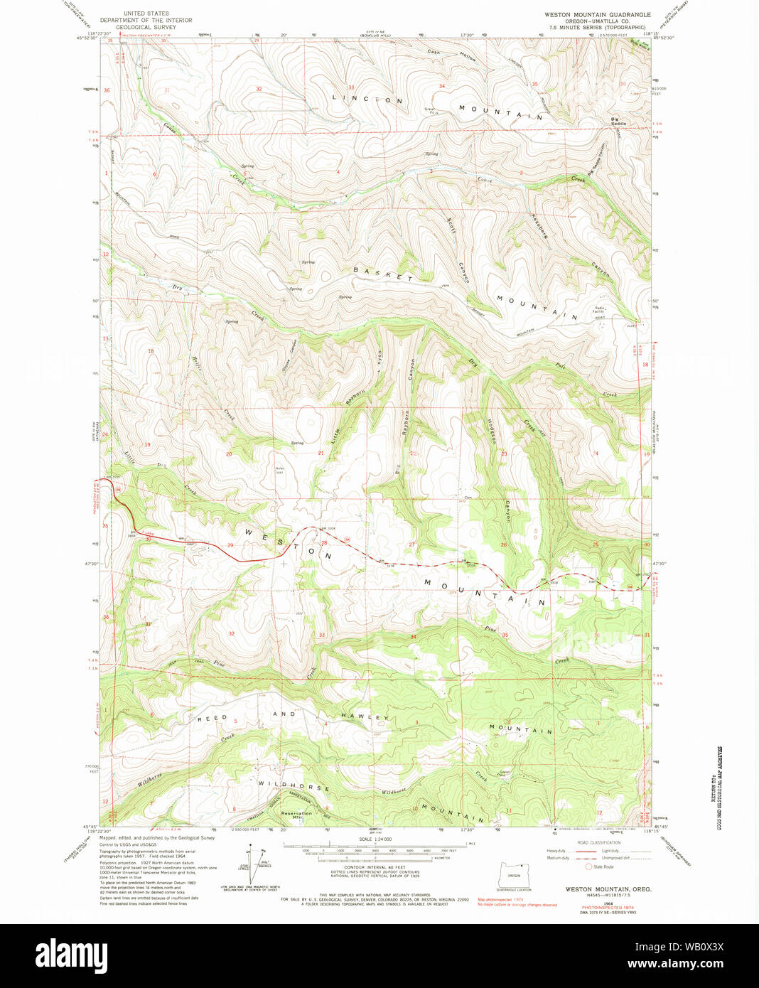 Map of weston oregon hi-res stock photography and images - Alamy