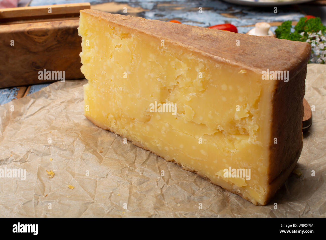 Cheese collection, aged yellow hard, Maniva cheese from Alpine valleys ...