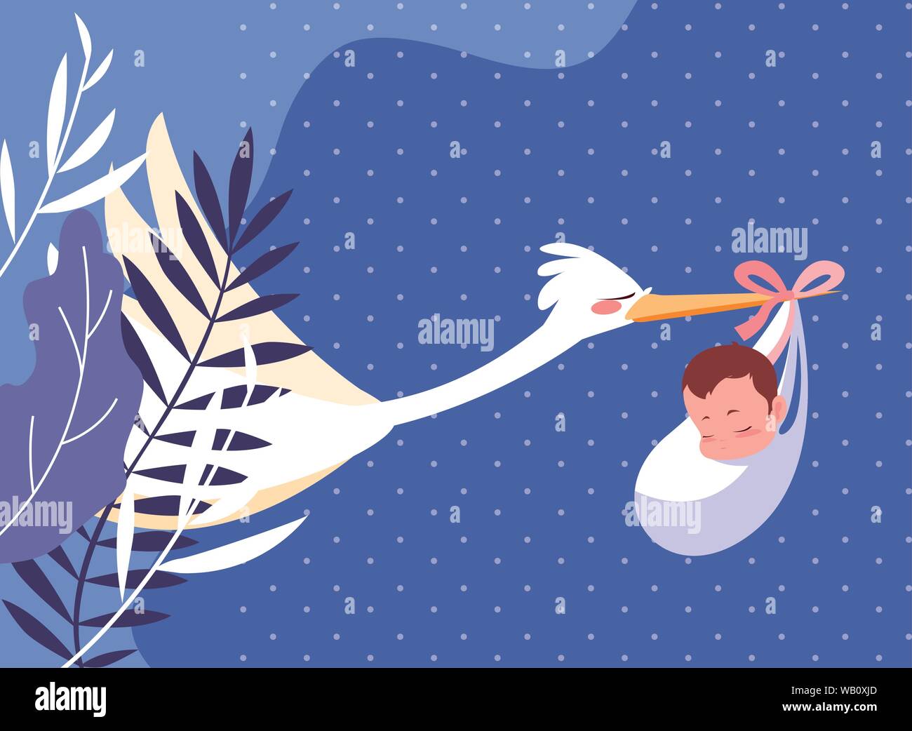 stork carrying a cute baby vector illustration Stock Vector Image & Art ...