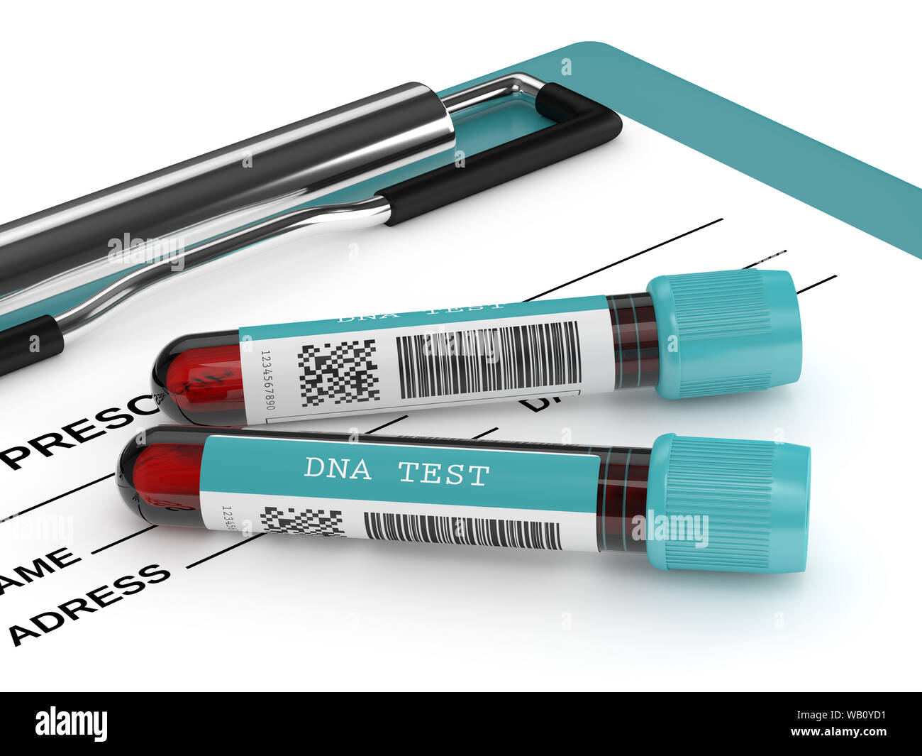 3d render of DNA test tubes lying on clipboard Stock Photo - Alamy