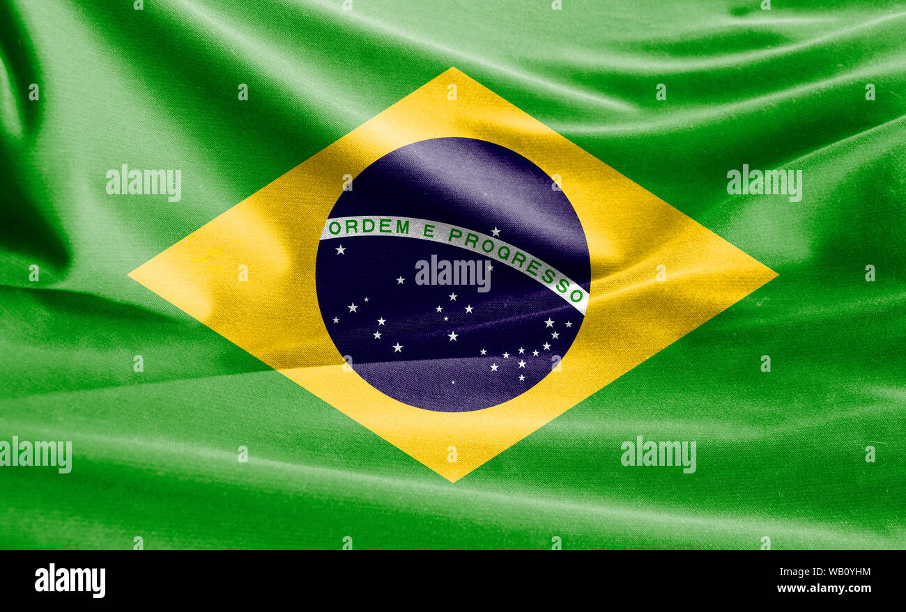 Realistic flag of Brazil on the wavy surface of fabric Stock Photo - Alamy