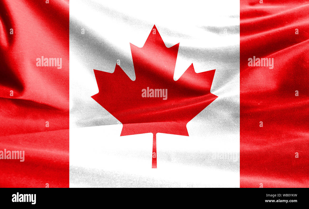 Realistic flag of Canada on the wavy surface of fabric Stock Photo - Alamy