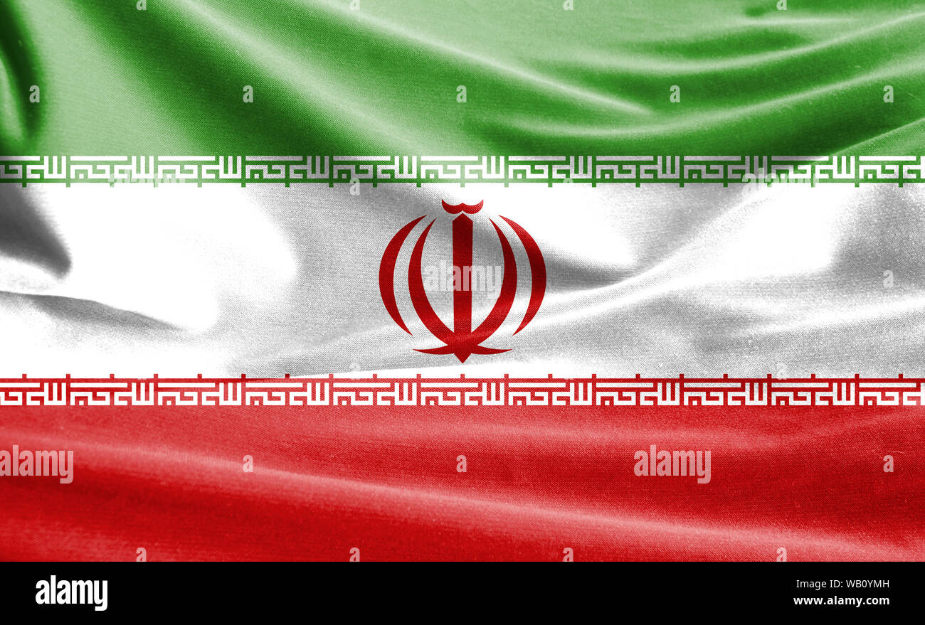 Realistic flag of Iran on the wavy surface of fabric Stock Photo - Alamy