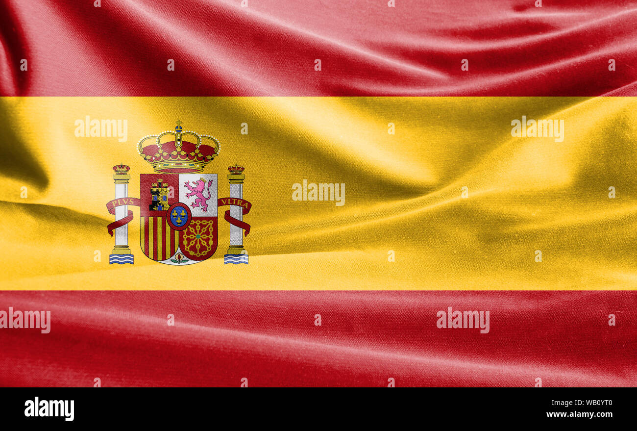 Realistic flag of Spain on the wavy surface of fabric Stock Photo - Alamy