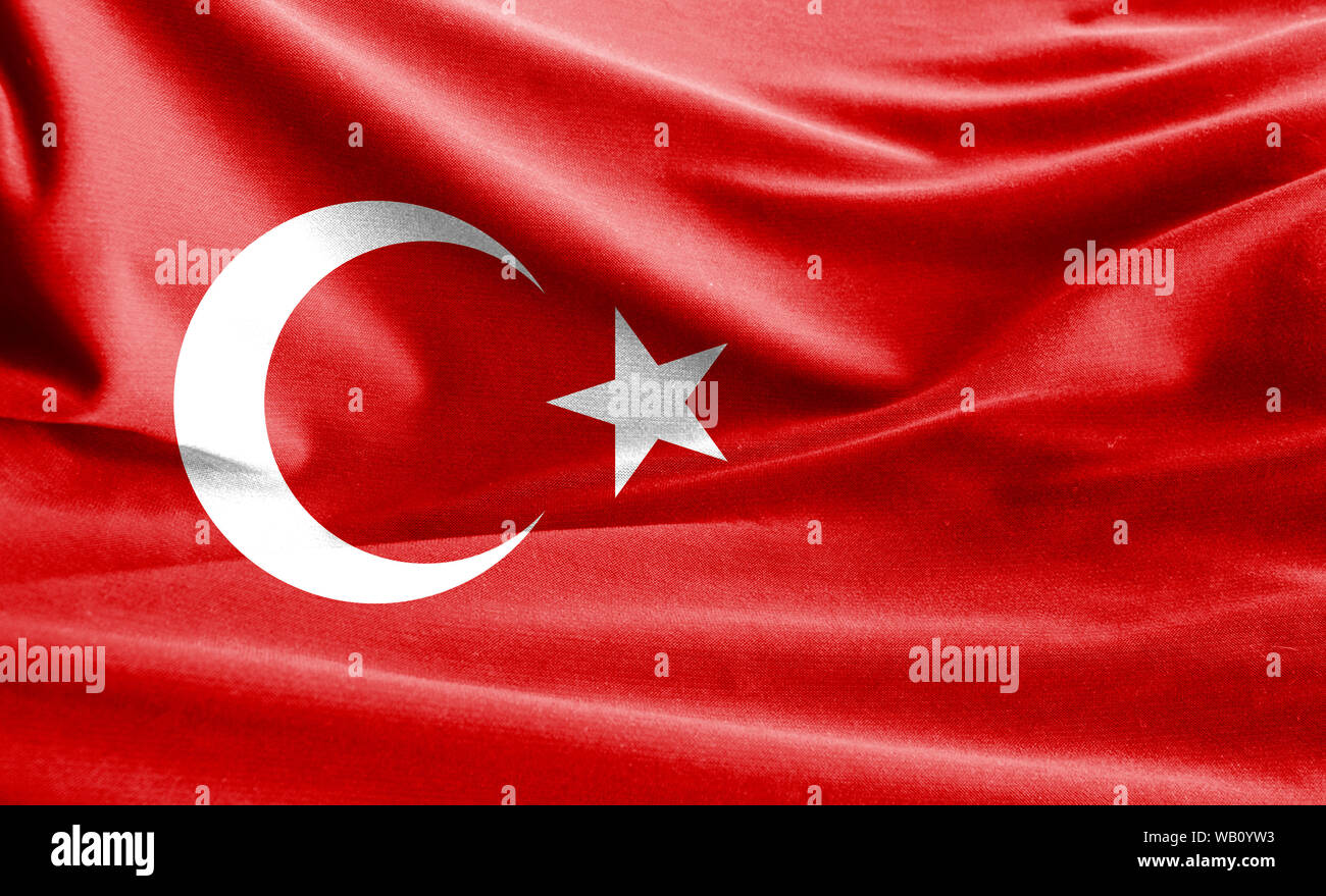 Realistic flag of Turkey on the wavy surface of fabric Stock Photo - Alamy
