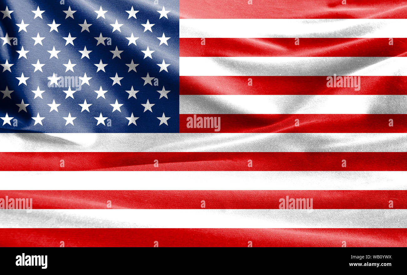 Realistic flag of America on the wavy surface of fabric Stock Photo - Alamy