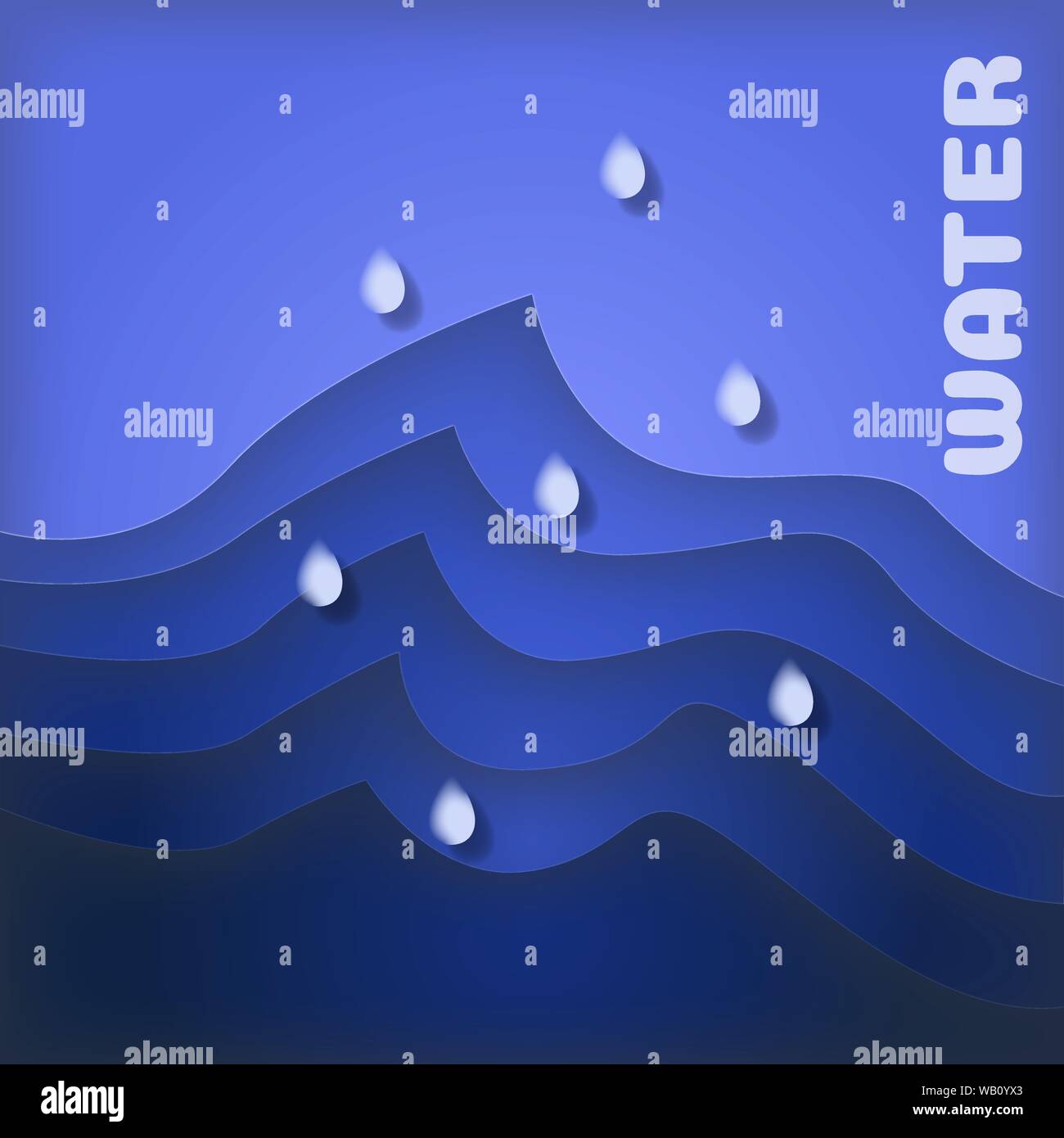 Illustration of sea waves with falling water drops. Abstract backrgound. Vector EPS10. Clipping ...
