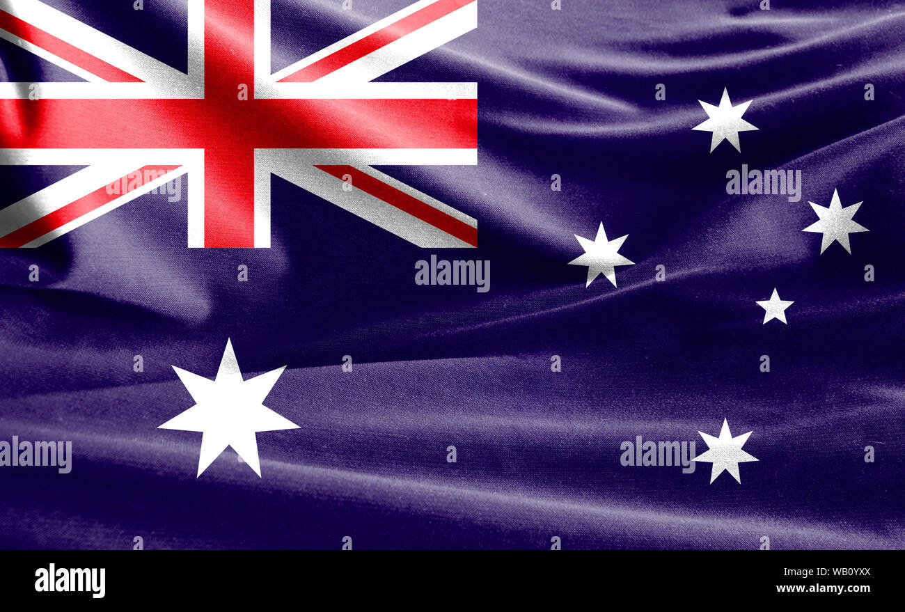Realistic flag of Australia on the wavy surface of fabric Stock Photo ...