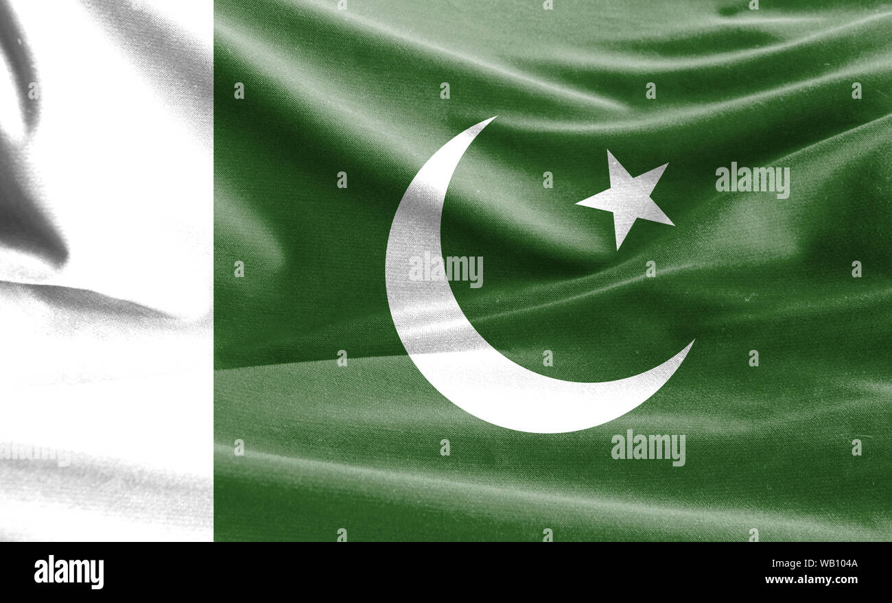 Realistic flag of Pakistan on the wavy surface of fabric Stock Photo ...