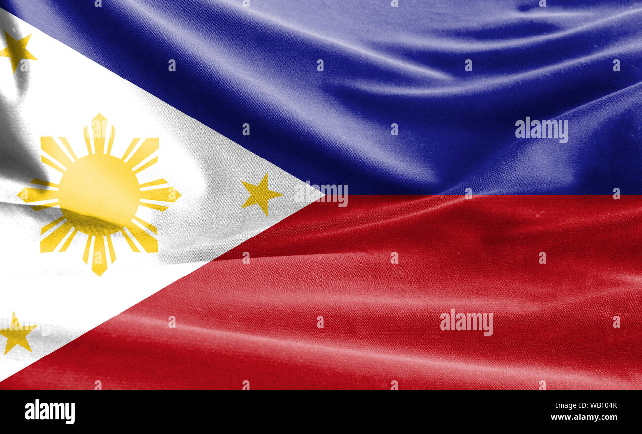 Realistic flag of Philippines on the wavy surface of fabric Stock Photo ...