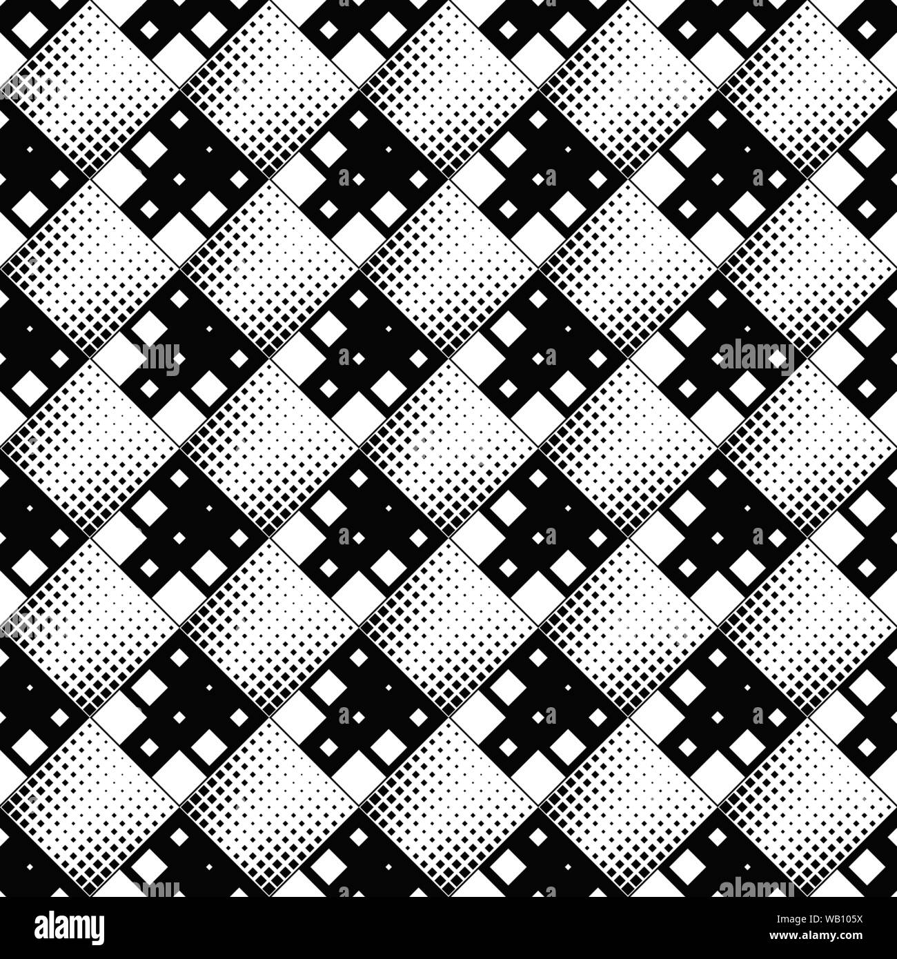 Monochrome seamless square pattern background design - black and white abstract vector ...