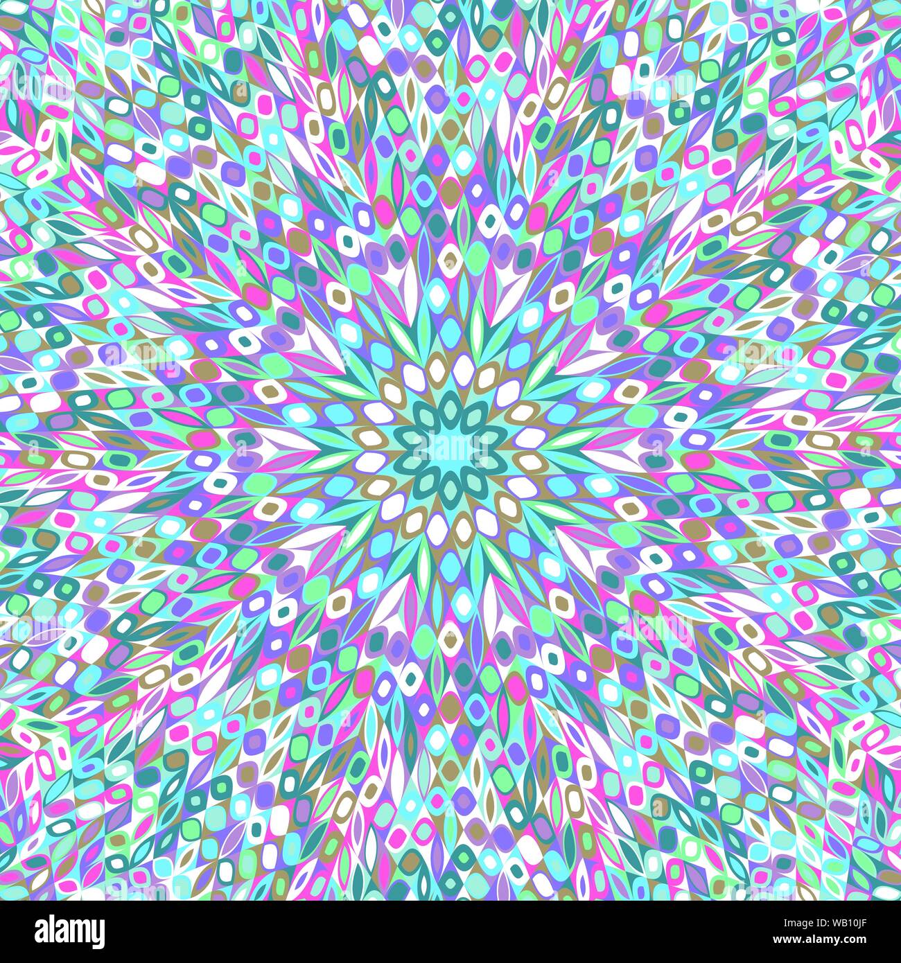 Geometrical Dynamic Hypnotic Circular Tile Mosaic Background Floral