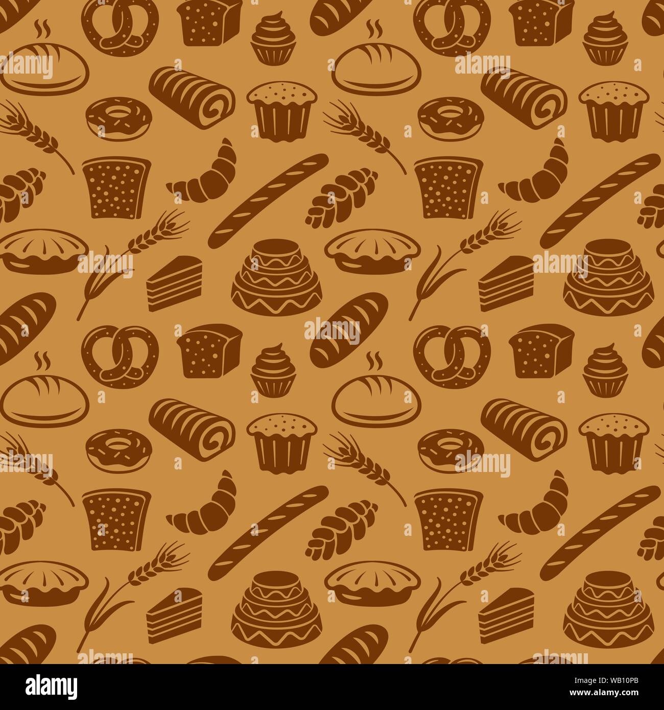 illustration of seamless pattern of different kind of bread and bakery ...
