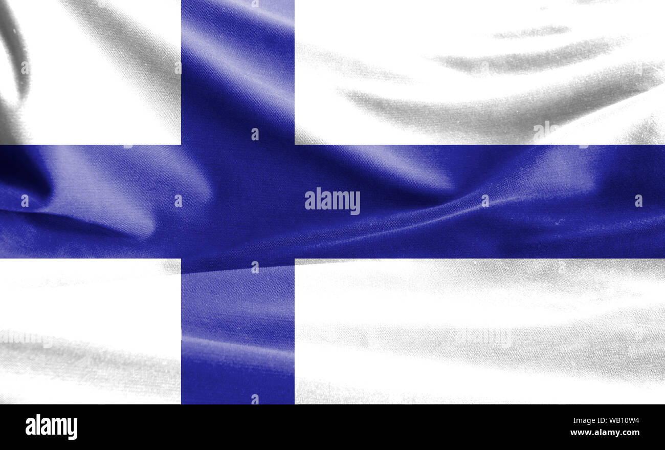 Realistic flag of Finland on the wavy surface of fabric Stock Photo - Alamy